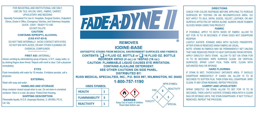 FADE-A-DYNE II (2/16FAD) Iodine Stain Remover – RUSS MEDICAL ...